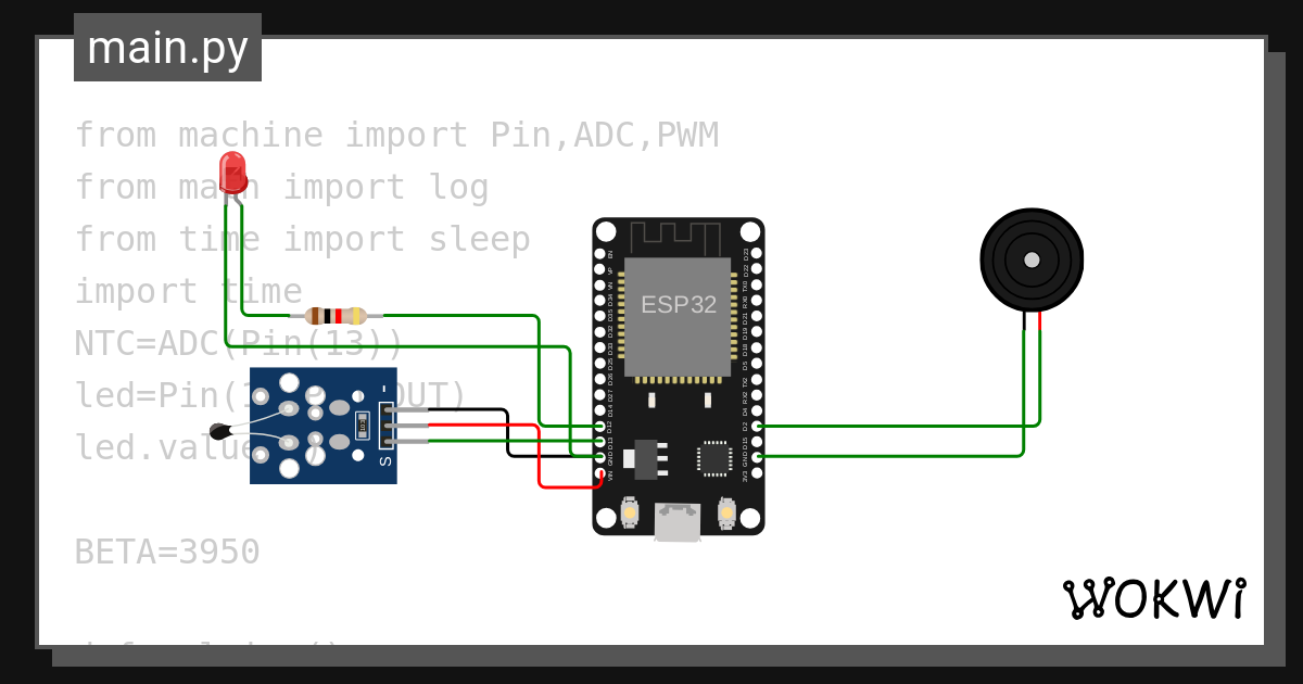 热敏电阻报警 Copy Wokwi Esp32 Stm32 Arduino Simulator 4896