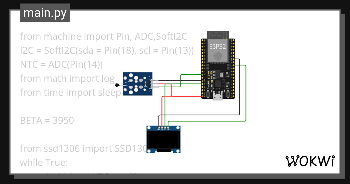 热敏显示温度在oled Wokwi Esp32 Stm32 Arduino Simulator 1519