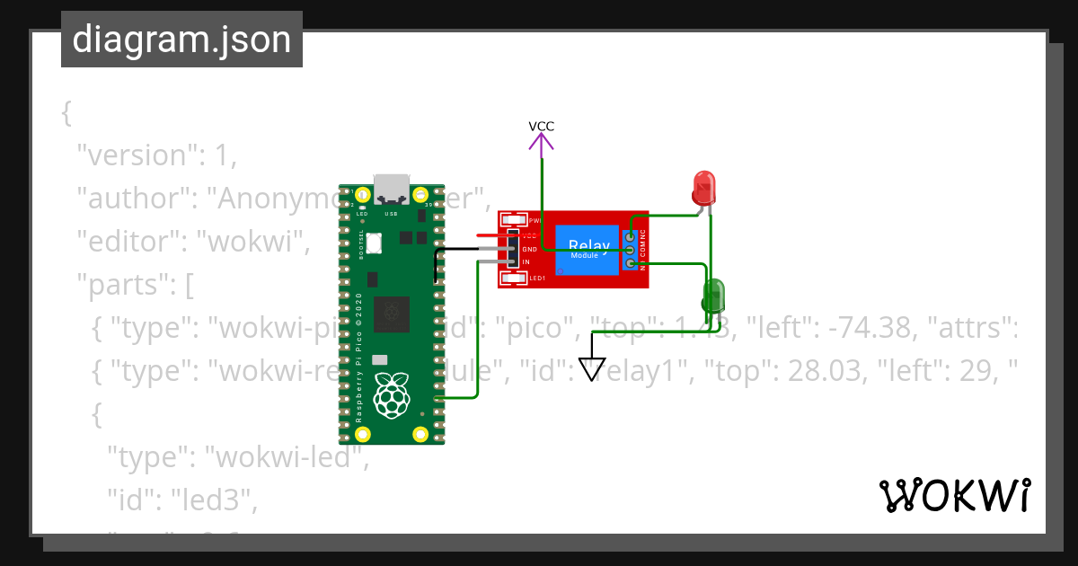 Relay led control on Pico W Copy - Wokwi ESP32, STM32, Arduino Simulator Relay led control on Pico W Copy - Wokwi ESP32, STM32, Arduino Simulator