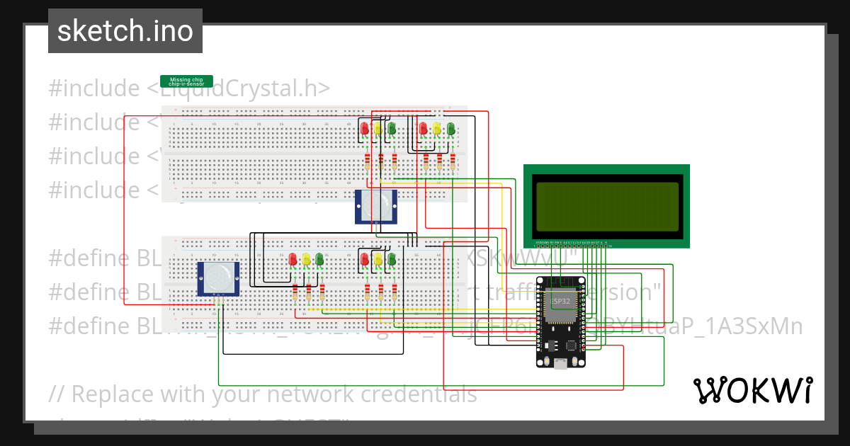 smart traffic diversion - Wokwi ESP32, STM32, Arduino Simulator