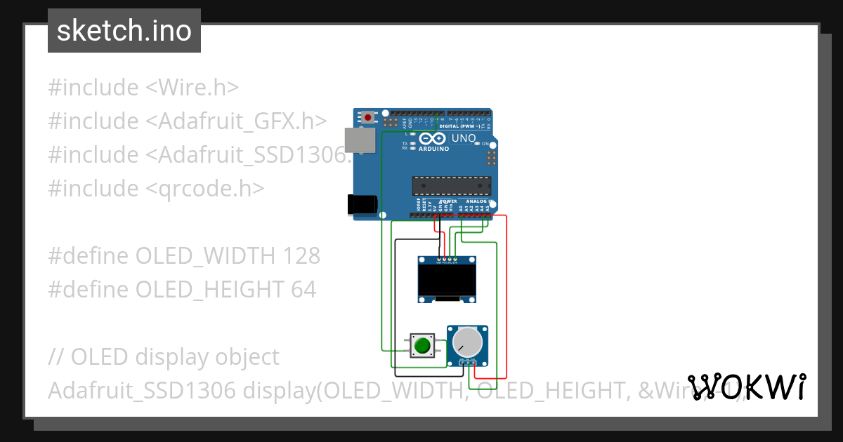 QR-OLED128x64 - Wokwi ESP32, STM32, Arduino Simulator