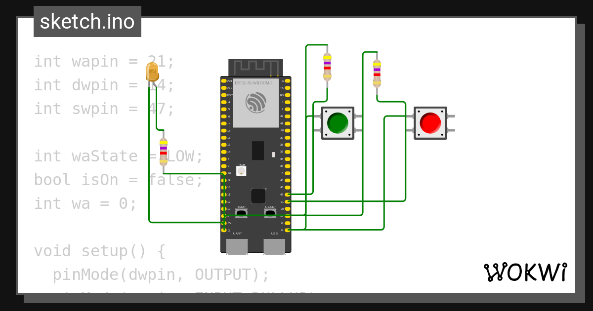 Switch 2 ตัว Led 1ตัว Copy Wokwi Esp32 Stm32 Arduino Simulator 0574