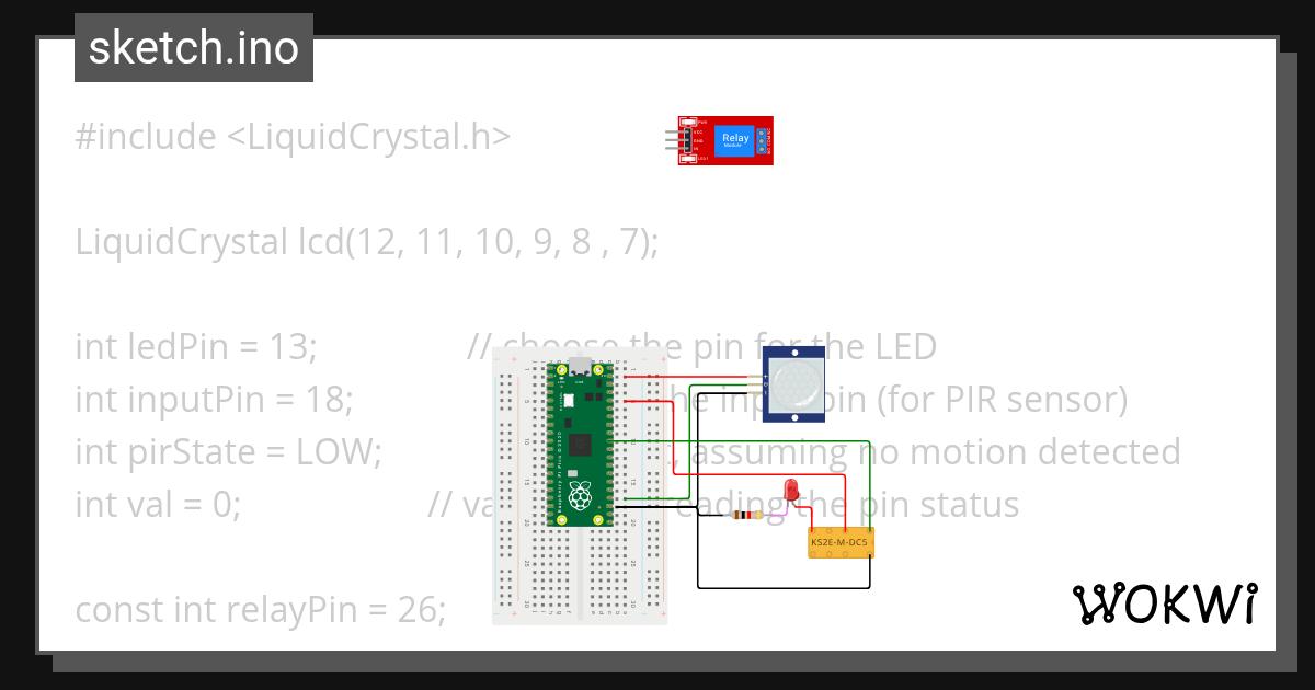 PIR and Relay 2 - Wokwi ESP32, STM32, Arduino Simulator