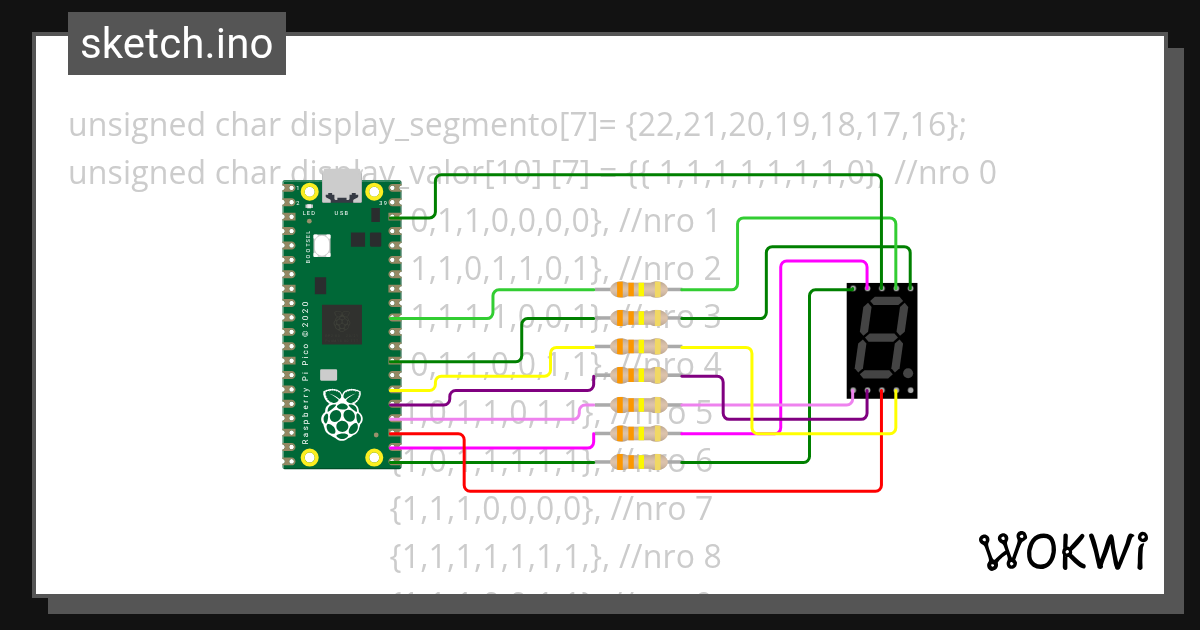 Display De Sete Segmentos Ltp Com Laço For Wokwi Esp32 Stm32 Arduino Simulator 