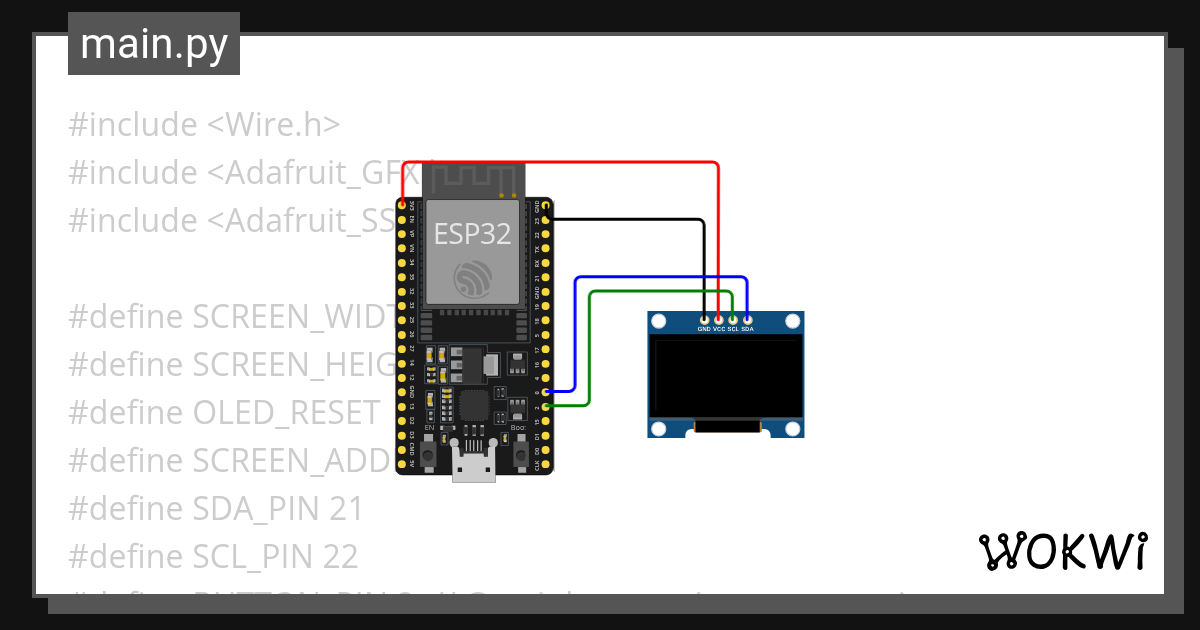 esp32 oled display - py - Wokwi ESP32, STM32, Arduino Simulator