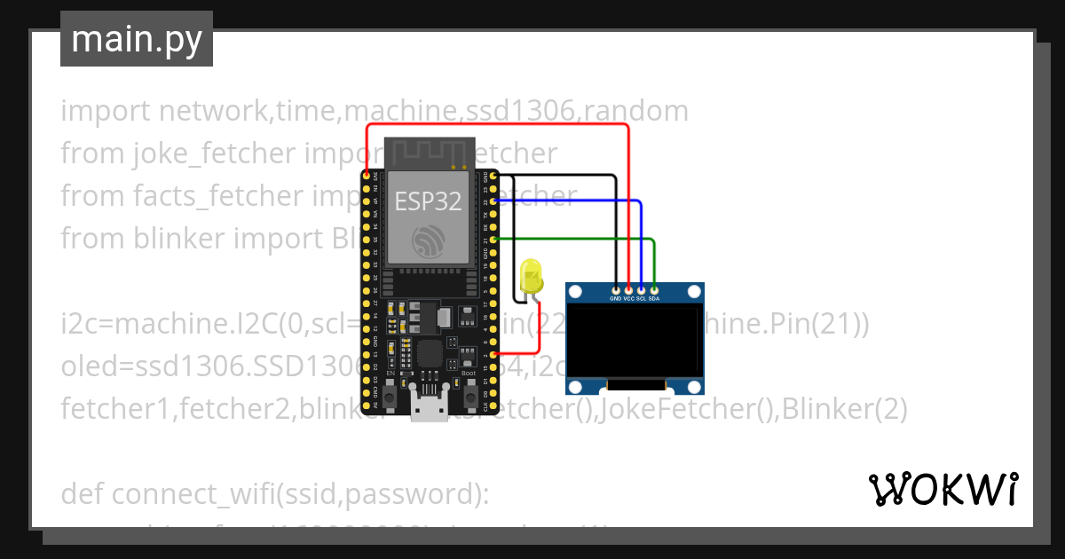 get_random facts and joke - Wokwi ESP32, STM32, Arduino Simulator