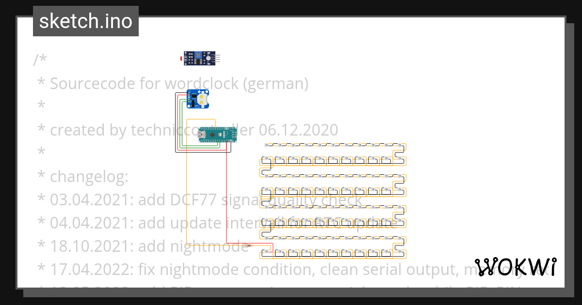 WordClock - Wokwi ESP32, STM32, Arduino Simulator