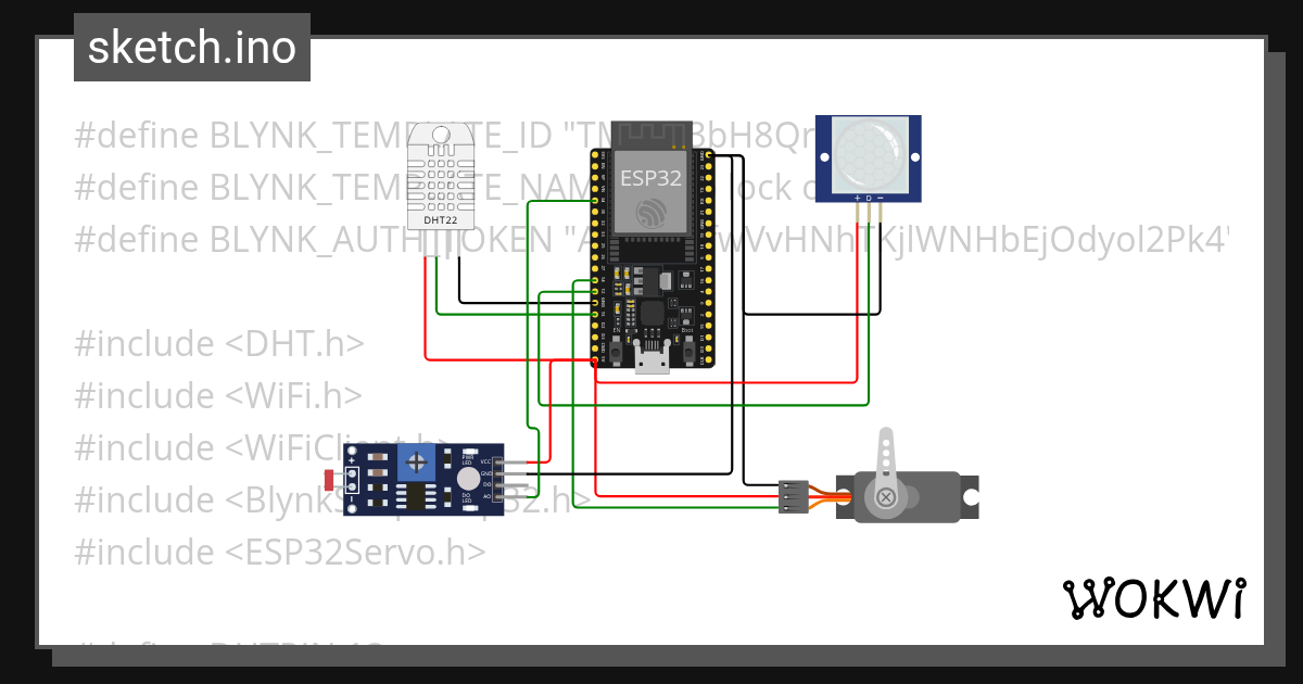 hum temp servo motion Copy - Wokwi ESP32, STM32, Arduino Simulator