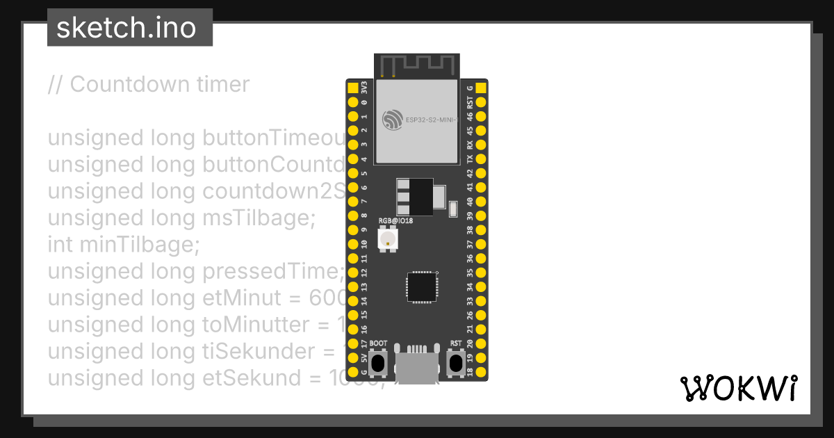 Countdown timer v_1_6 - Wokwi ESP32, STM32, Arduino Simulator