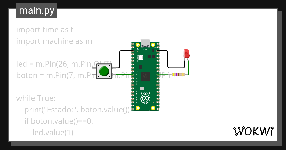 BOTON - RAPSBERRY PI PICO - Wokwi ESP32, STM32, Arduino Simulator BOTON - RAPSBERRY PI PICO - Wokwi ESP32, STM32, Arduino Simulator