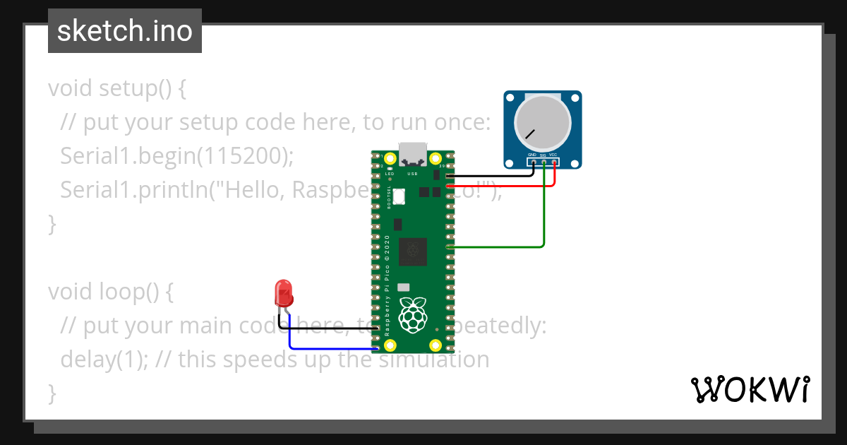 Adjusting LED brightness by using Potentiometer - Wokwi ESP32, STM32, Arduino Simulator