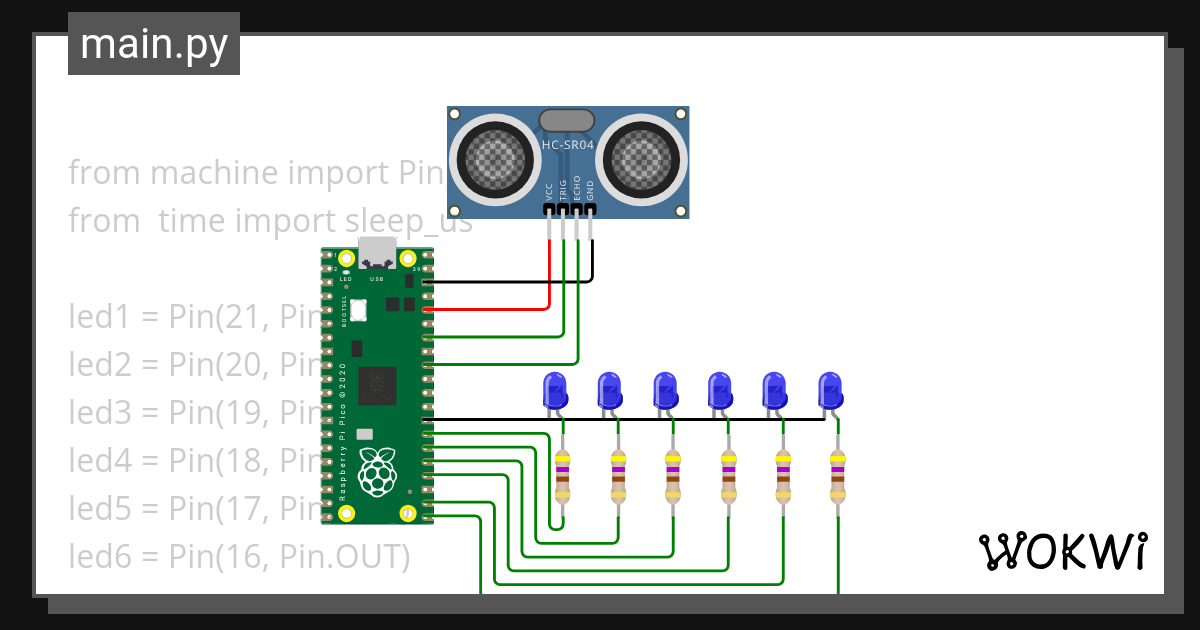 Sensor Ultrasónico - RAPSBERRY PI PICO - Wokwi ESP32, STM32, Arduino ... Sensor Ultrasónico - RAPSBERRY PI PICO - Wokwi ESP32, STM32, Arduino ...
