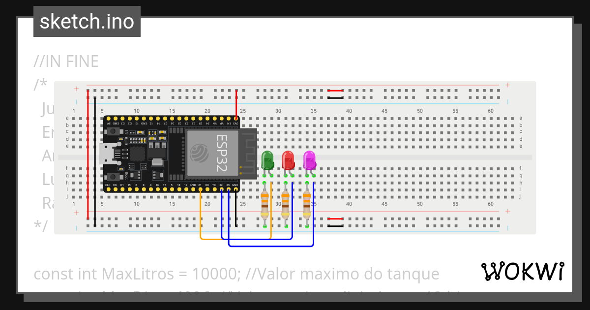 Sistema De Controle De Nível Julcesar Wokwi Esp32 Stm32 Arduino Simulator 