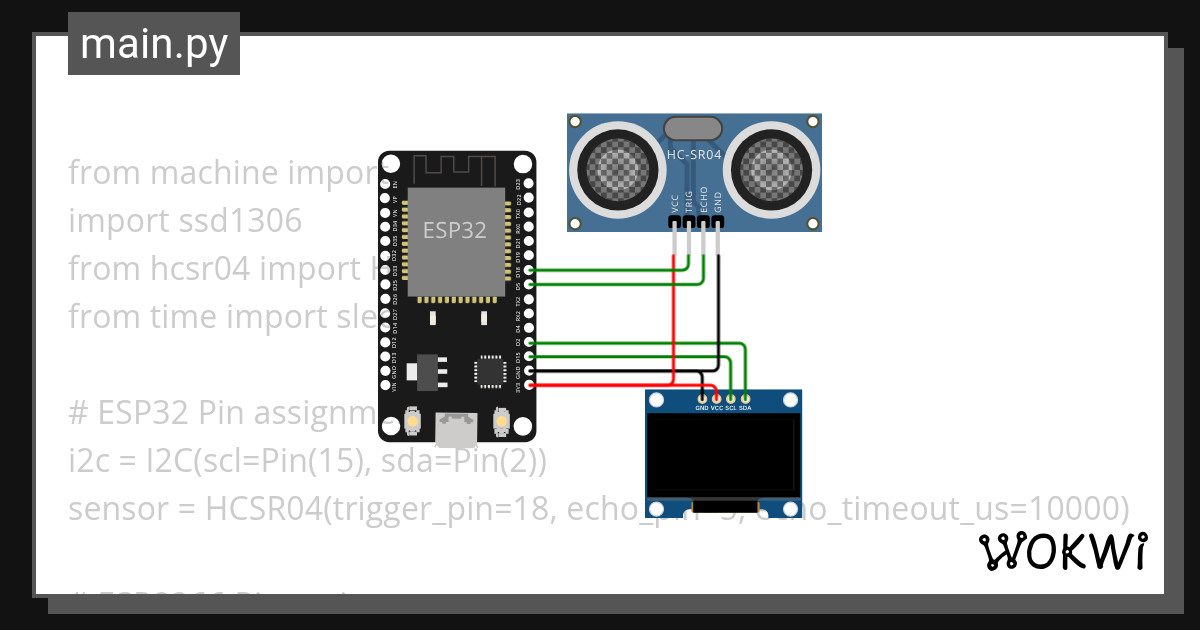 CẢM_BIẾN_KHOẢNG_CÁCH_SIÊU_ÂM_HC-SR04_HIỂN_THỊ_TRÊN_OLED - Wokwi ESP32, STM32, Arduino Simulator