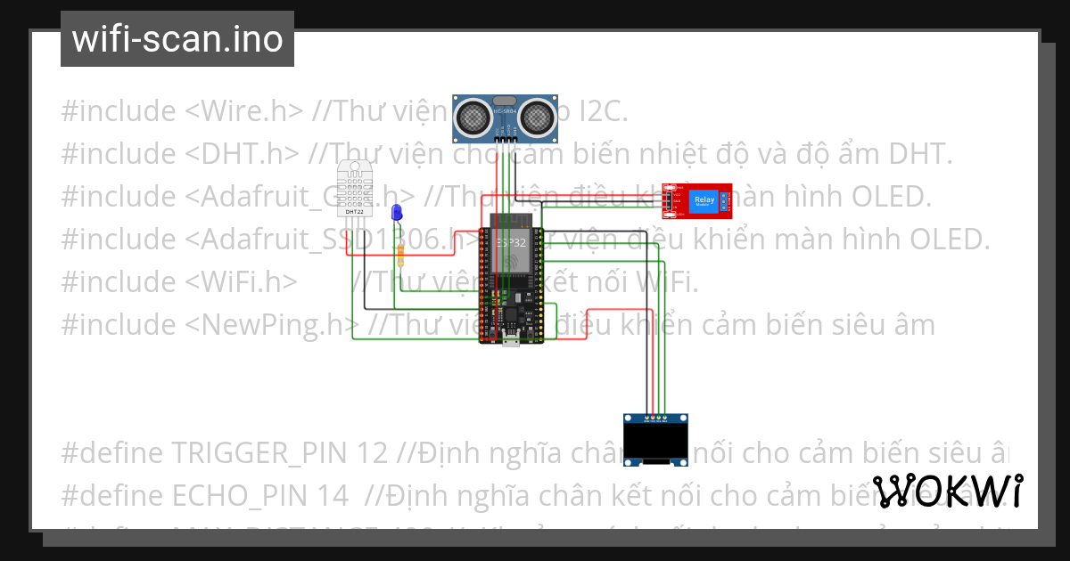 [Thingspeak] nhiệt độ , độ ẩm, khoảng cách , quang trở oled Copy - Wokwi ESP32, STM32, Arduino ...