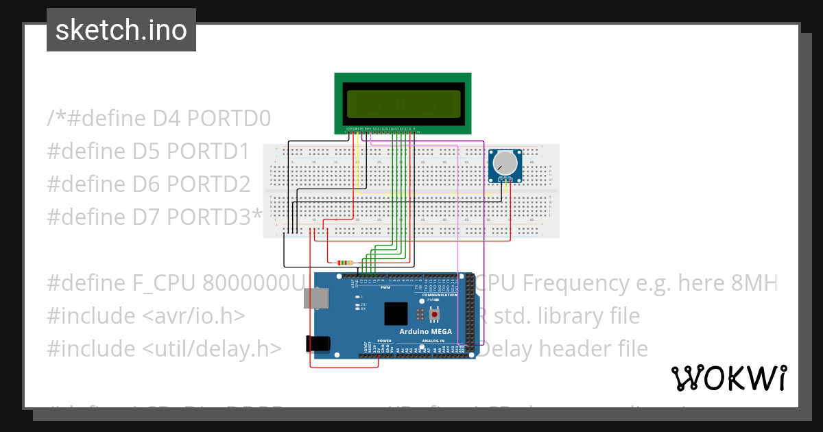 Lcd interfacing with arduino mega - Wokwi ESP32, STM32, Arduino Simulator