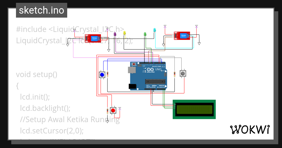Interrupt AND LCD - Wokwi ESP32, STM32, Arduino Simulator