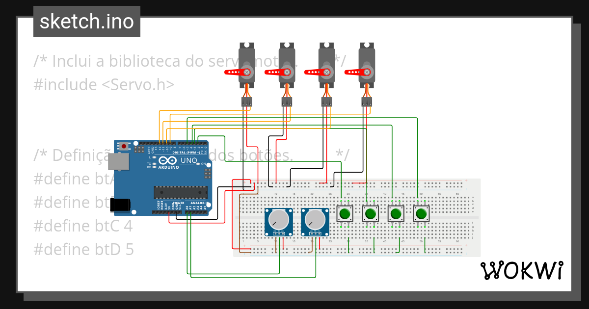 Movimento Servo - Wokwi ESP32, STM32, Arduino Simulator