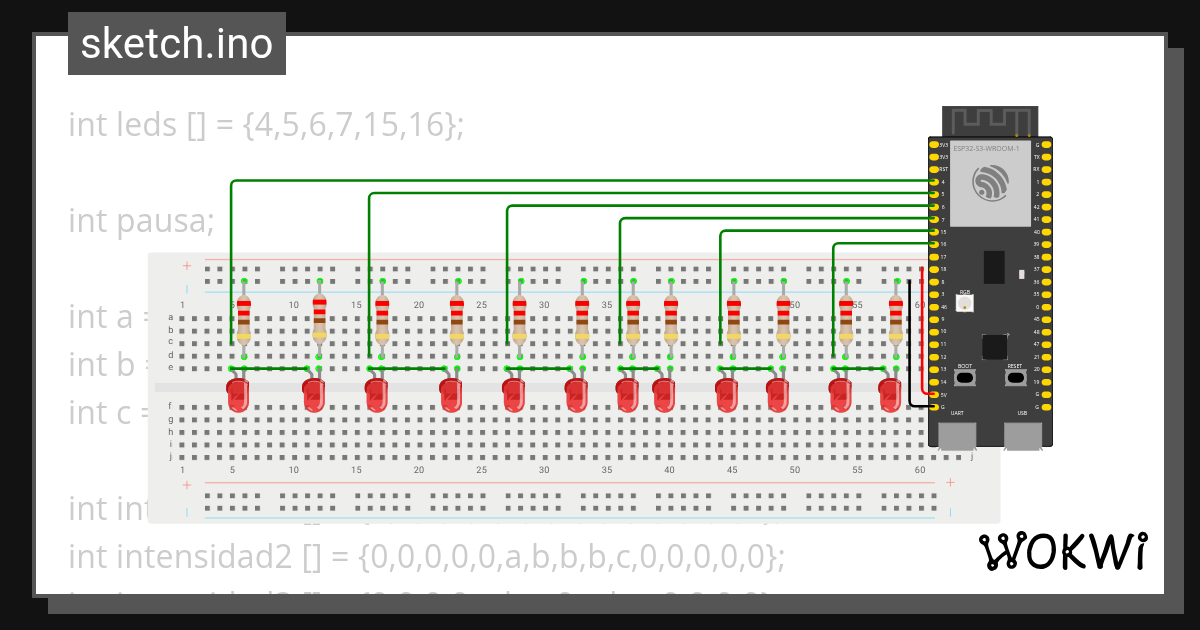 Leds Array Wokwi Esp32 Stm32 Arduino Simulator 