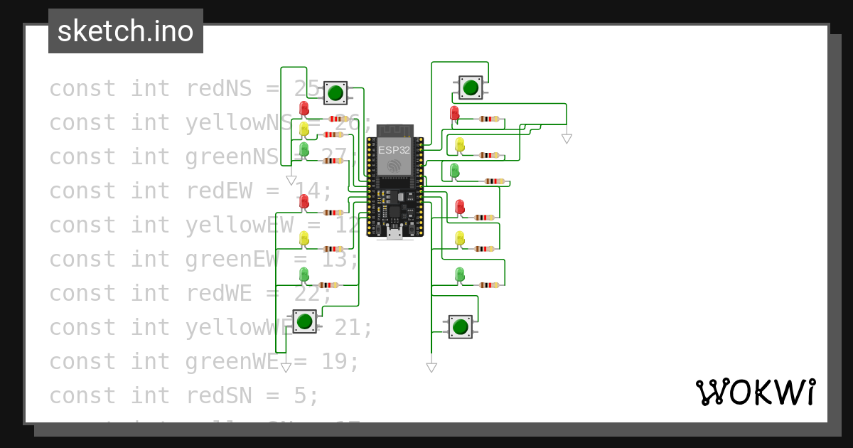 Smart Traffic Light System Wokwi Esp32 Stm32 Arduino Simulator 2723