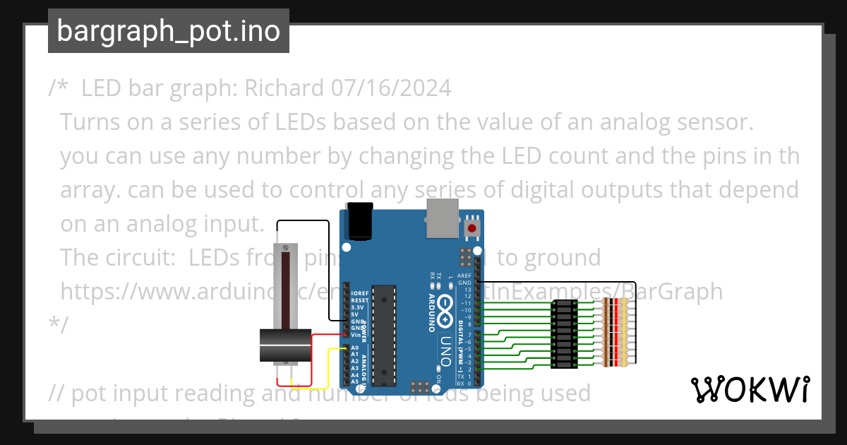led_bargraph-uno - Wokwi ESP32, STM32, Arduino Simulator