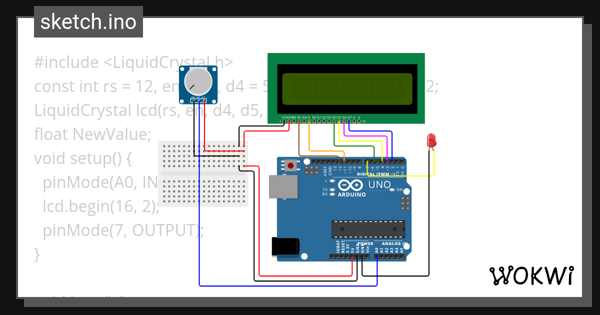 Led Dim /lcd.print/use potentiometer Copy - Wokwi ESP32, STM32, Arduino Simulator