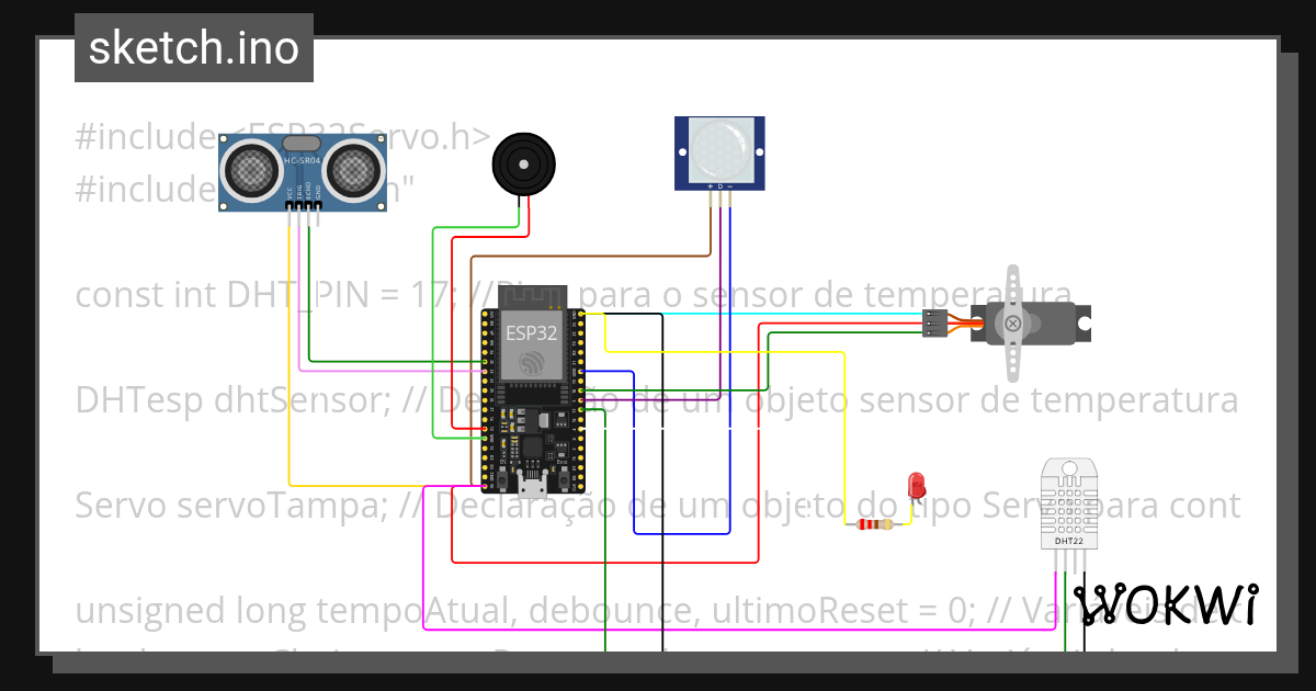Lixeira Inteligente Wokwi Esp32 Stm32 Arduino Simulator 2051