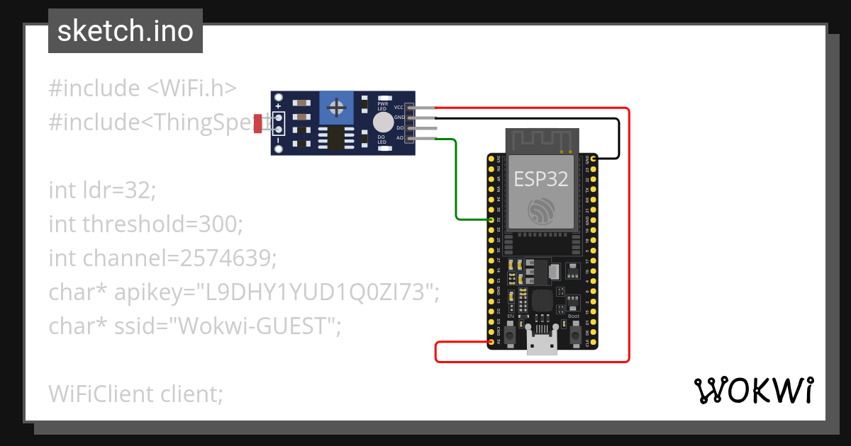 LDR IN THINGSPEAK - Wokwi ESP32, STM32, Arduino Simulator LDR IN THINGSPEAK - Wokwi ESP32, STM32, Arduino Simulator