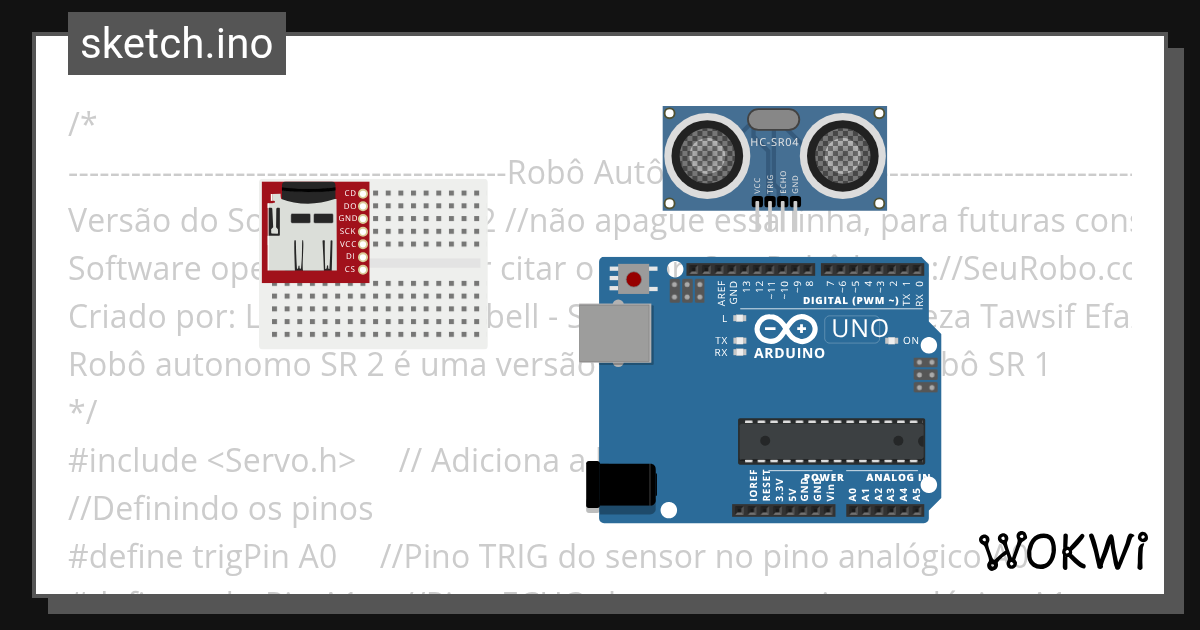 trabalho de escola: carrinho de obstaculo Copy - Wokwi ESP32, STM32, Arduino Simulator