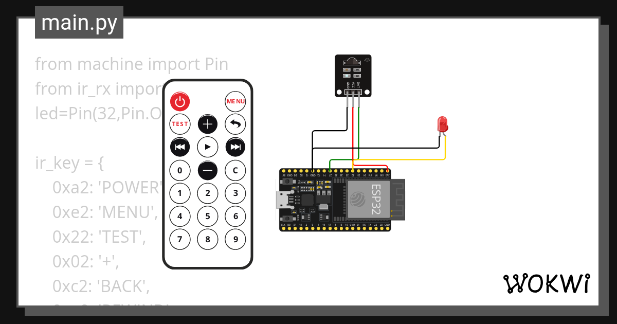 IR_Remote_LED - Wokwi ESP32, STM32, Arduino Simulator
