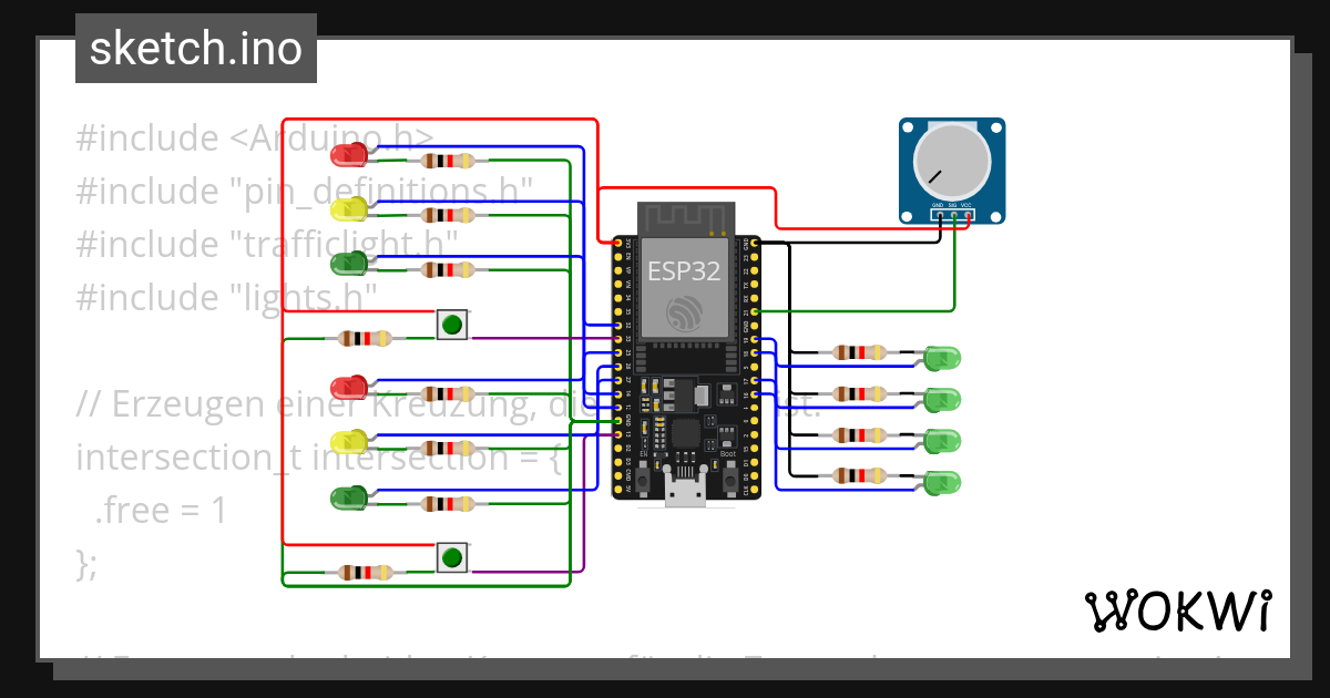 Ampelsystem fertig - Wokwi ESP32, STM32, Arduino Simulator