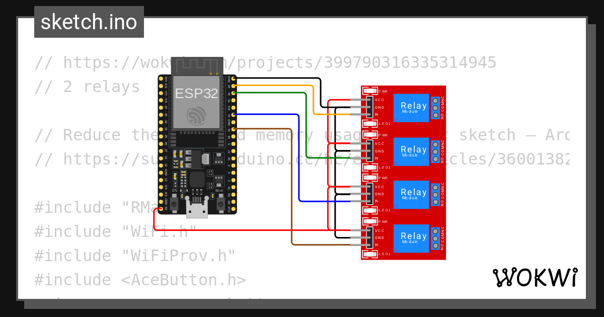 Rainmaker 2 Relays Wokwi Esp32 Stm32 Arduino Simulator 5476