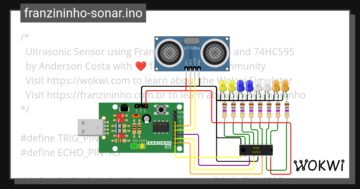 franzininho-sonar.ino - Wokwi ESP32, STM32, Arduino Simulator