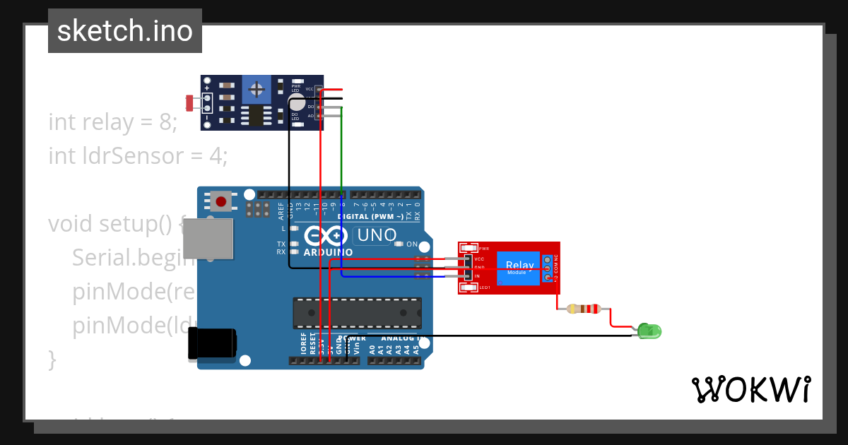 Relay With Ldr - Wokwi ESP32, STM32, Arduino Simulator