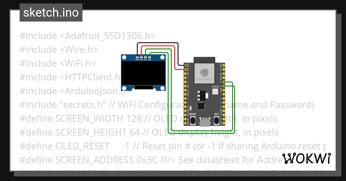 ESP32 OLED - Wokwi ESP32, STM32, Arduino Simulator