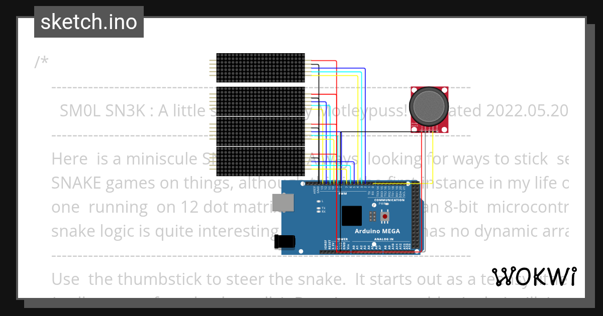 Inovasi 24 x 24 Dot Matrix SNAKE Copy - Wokwi ESP32, STM32, Arduino Simulator