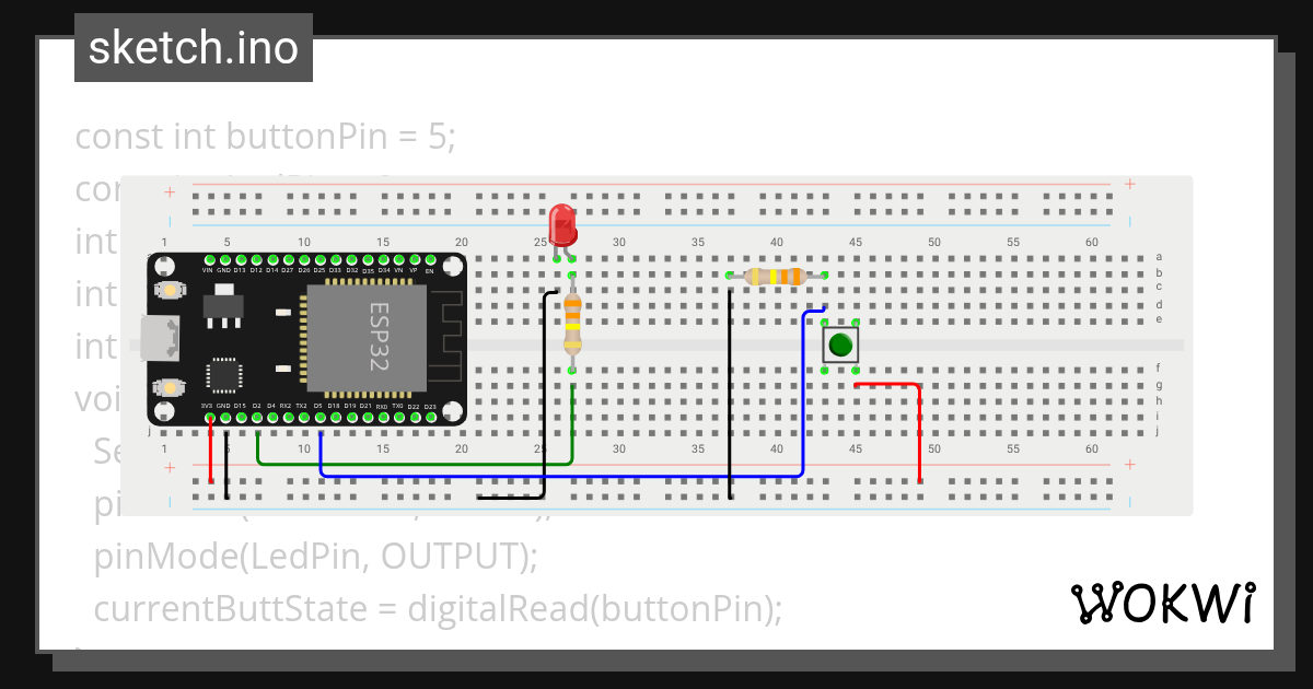(ESP32_Lab3_2_Button_ActiveHigh) - Wokwi ESP32, STM32, Arduino Simulator