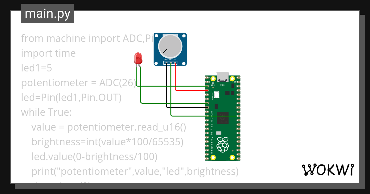 Potentiometer Using Led Wokwi Esp32 Stm32 Arduino Simulator