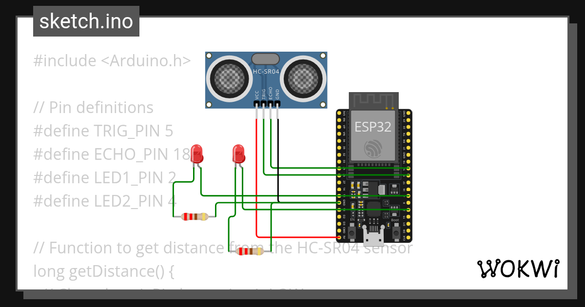 us sensor - Wokwi ESP32, STM32, Arduino Simulator