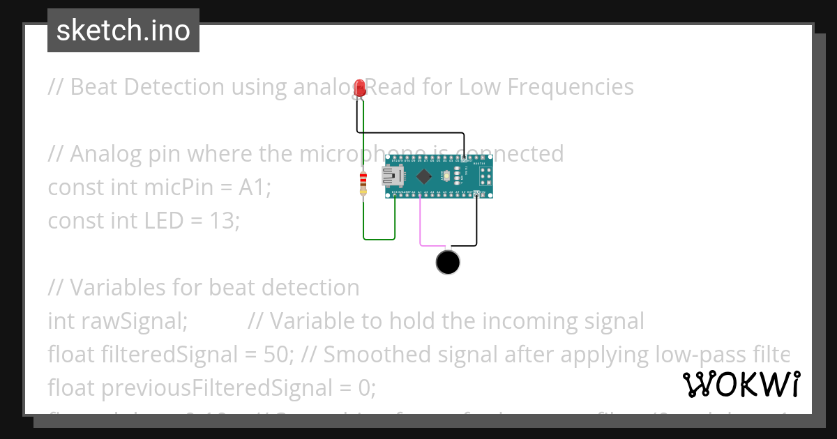 Beat Detection 2 - Wokwi ESP32, STM32, Arduino Simulator