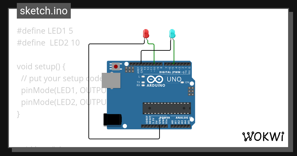 Two Led Alternate Blinking Wokwi Esp32 Stm32 Arduino Simulator 3935