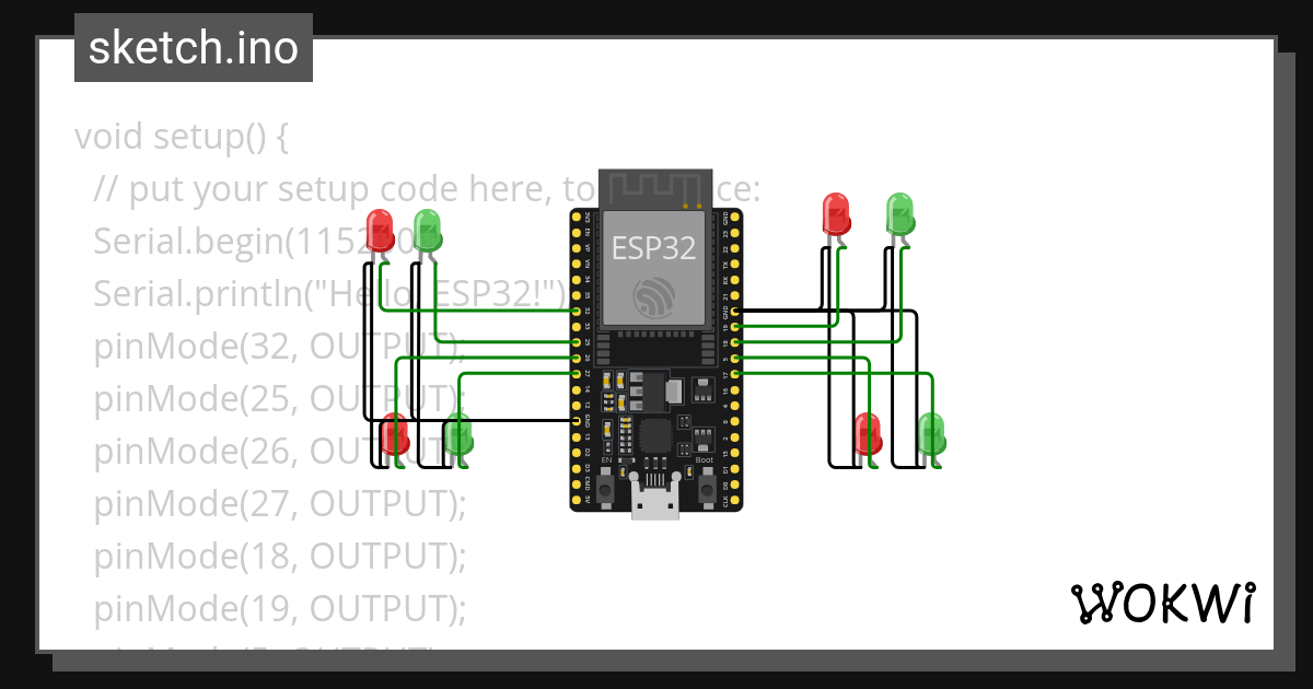 traffic lights - Wokwi ESP32, STM32, Arduino Simulator