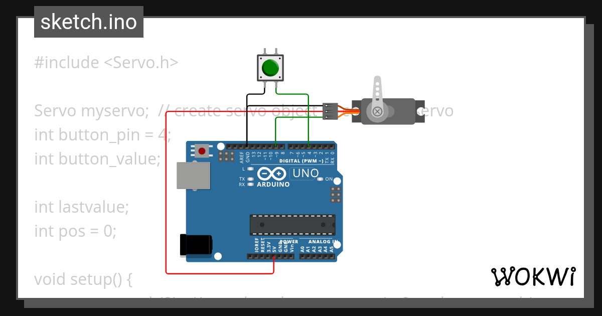 Servo motor with button Copy 01 - Wokwi ESP32, STM32, Arduino Simulator