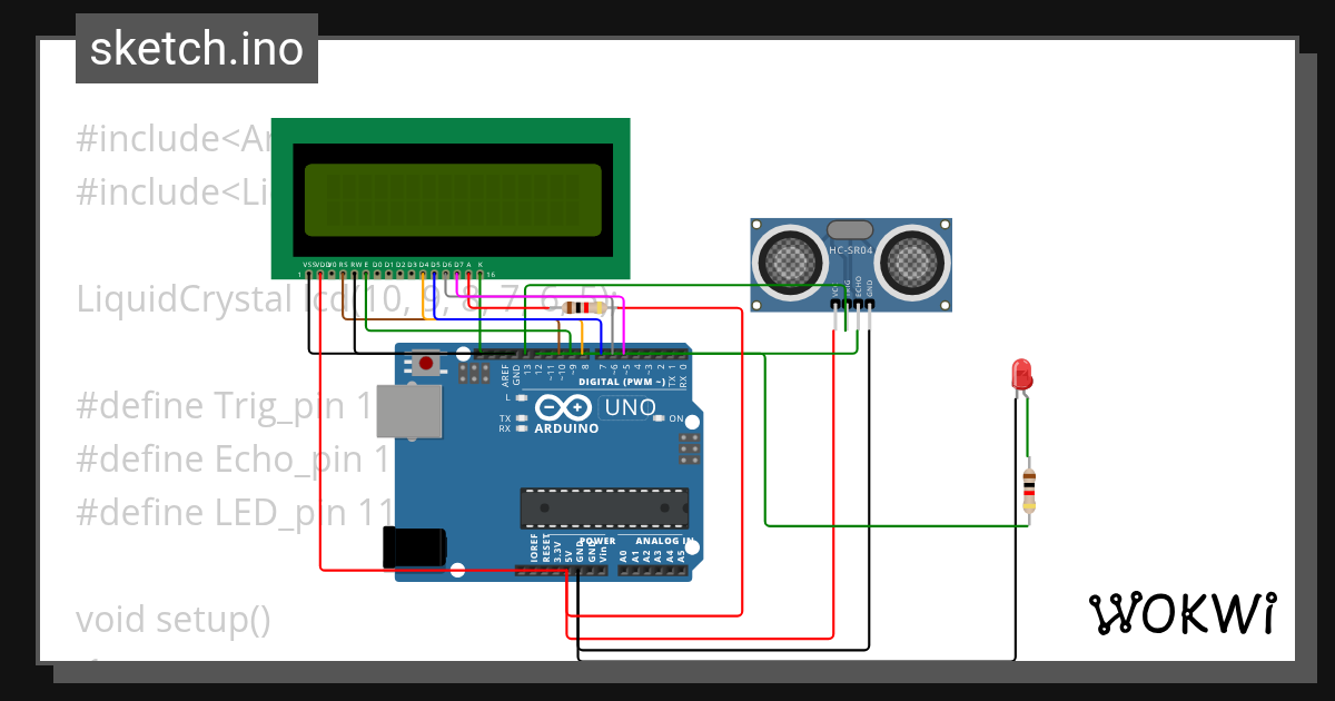 Ultrasonic Sensor Lcd Led Wokwi Esp32 Stm32 Arduino Simulator 8234