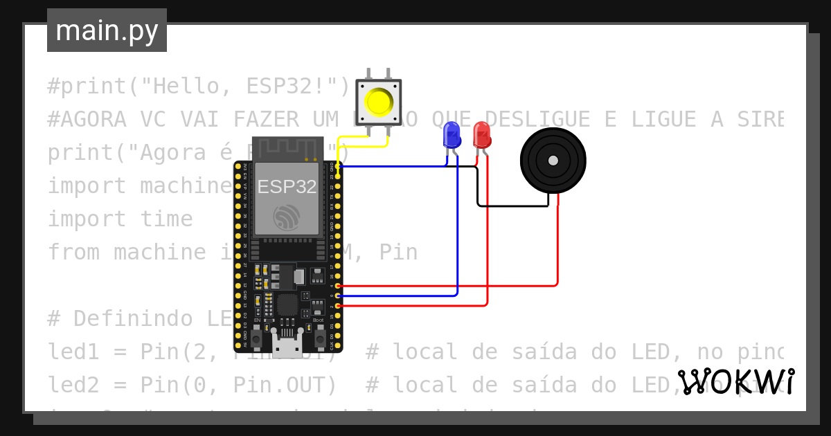 Sirene Com Botão De Desligar Wokwi Esp32 Stm32 Arduino Simulator 3071