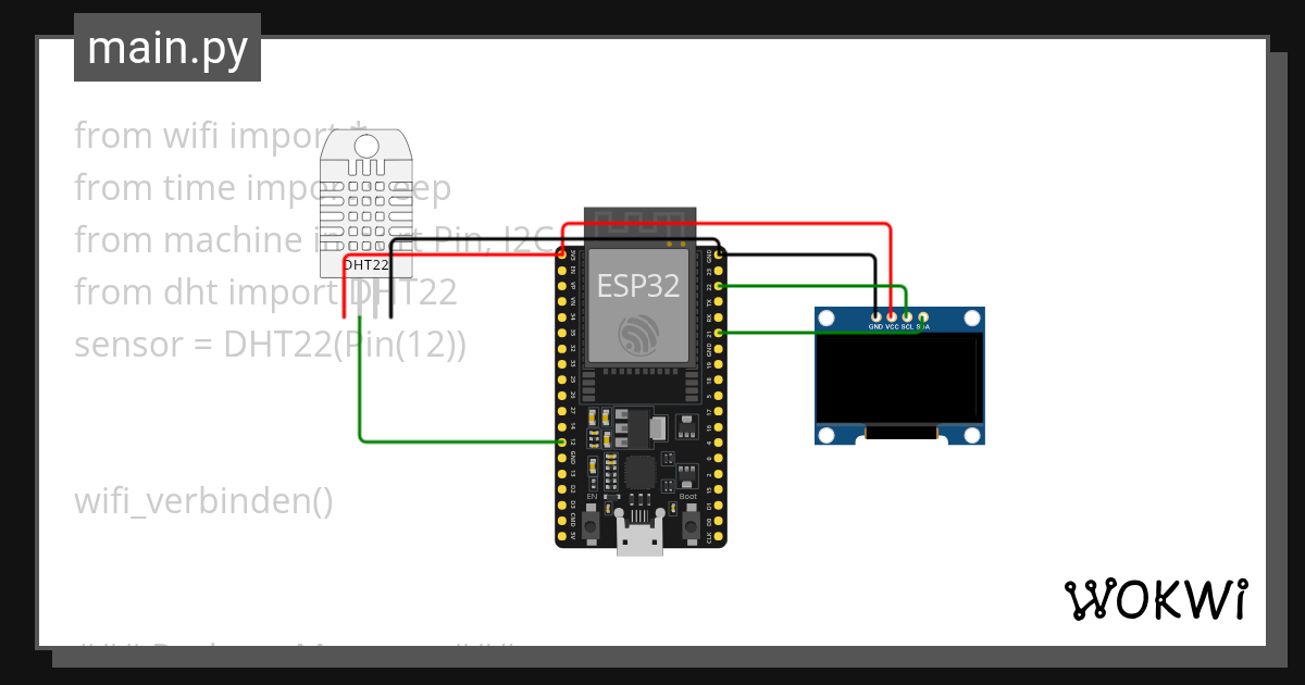µP ESP-WIFI DHT SSD1306 MQTT-Robust 13.6. - Wokwi ESP32, STM32, Arduino Simulator