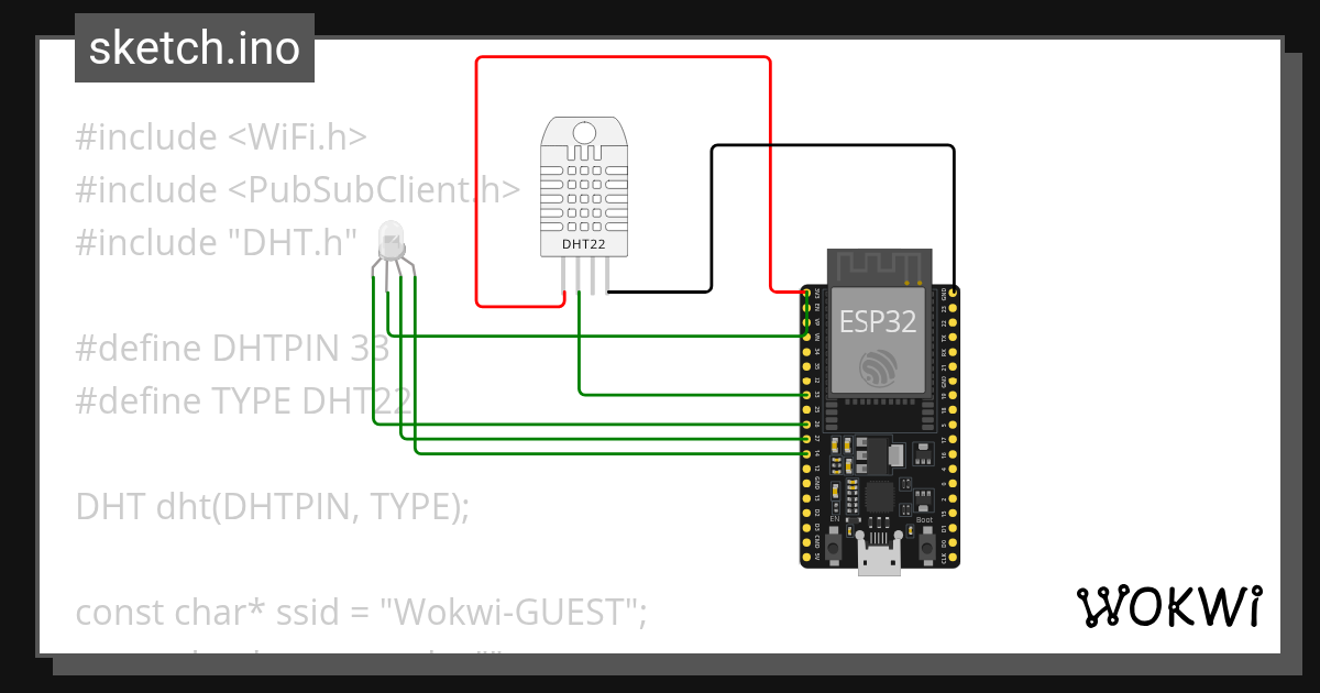Simple DHT 22 Copy - Wokwi ESP32, STM32, Arduino Simulator