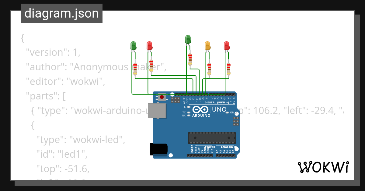 Semaforo Sencillo - Wokwi ESP32, STM32, Arduino Simulator