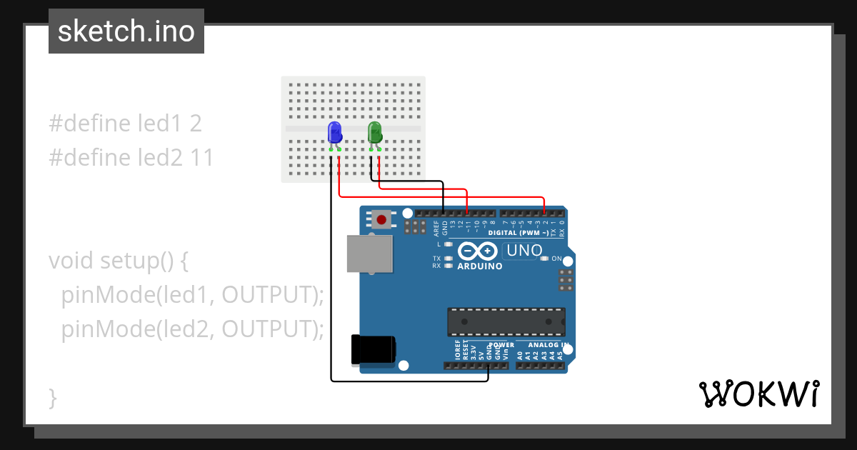 2 Led Blinking Wokwi Esp32 Stm32 Arduino Simulator 7945