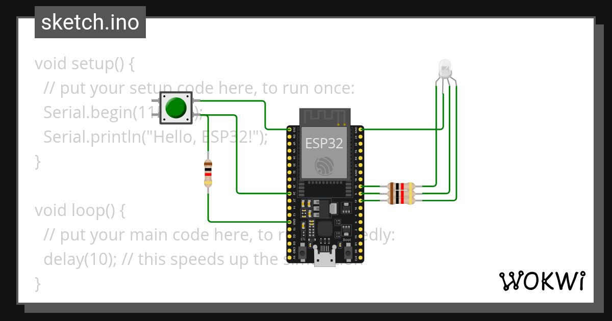 GPIO with Interrupt Excercise - Wokwi ESP32, STM32, Arduino Simulator